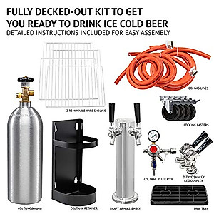 Ivation Full Size Kegerator | Dual Tap Draft Beer Dispenser & Universal Beverage Cooler | Mounted CO2 Cylinder, Temperature Control, Drip Tray & Rail | Fits 1/2 Keg, 1/4 Pony Keg, (2) 1/6 Kegs (Black)