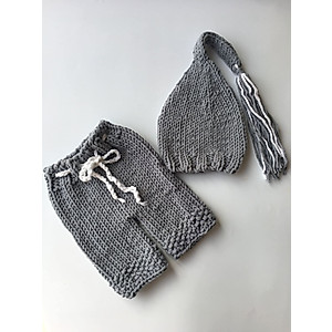 Newborn Photography Props Baby Boy Knitted Outfits Crochet Hat Pants Set
