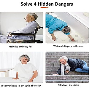 Psmpeng Bathroom Grab Rails 304 Stainless Steel Shower Handle Bathtub Grab Bar with Safety Circles Handrail ?for Elderly Disabled Toilet Seniors Kitchen(Black,30cm)