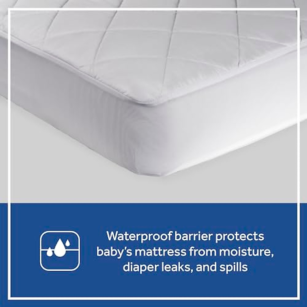 Sealy Baby Cool Comfort Fitted Waterproof Infant Cooling Crib Mattress Protector Pad and Toddler Bed Cover, Durable and Comfortable Topper, Machine Washable and Dryer Friendly, 52” x 28”- White