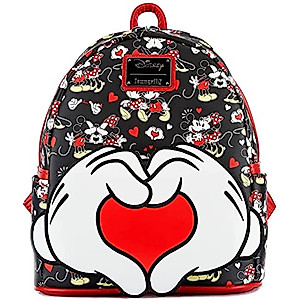 Loungefly Disney Mickey and Minnie Heart Hands Womens Double Strap Shoulder Bag Purse