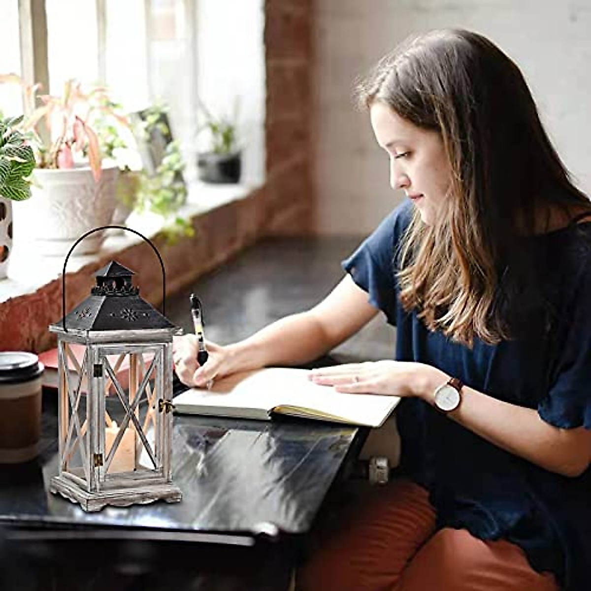 Candle Lantern Decorative Farmhouse White Lanterns Candle Holde Decor for Home Decor Front Porch