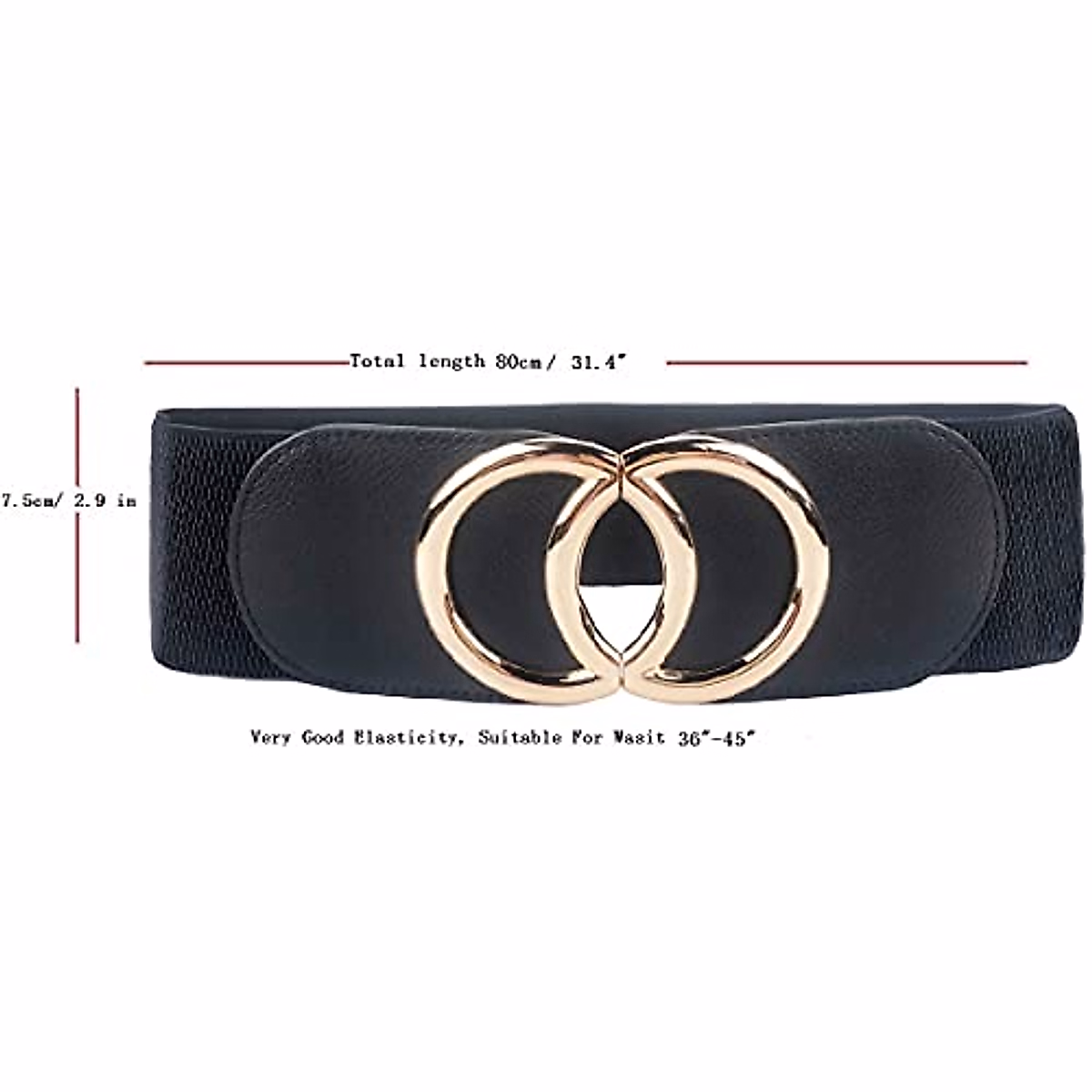Swtddy Women's Elastic Wide Stretchy Waist Cinch Belt Waistband For Dresses (Suit For Waist Size 36"-45", Golden O Design Black+Khaki+Camel)