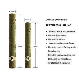 Zig-Zag Mini Palm Rolls (5 Pack) - Natural Flavor - Natural Pre Wrap Palm Leafs Pre Rolled Cones - Palm Cones