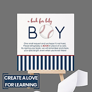 Baseball Books for Baby Shower Cards, Invitation Inserts Boys Book Request, Bring Book Instead of Cards Poem, Cute Storybook-Theme Ideas, 25 Pack