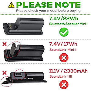 Futurebatt 061384 061385 061386 063287 Battery for Bose SoundLink Bluetooth Speaker Mini One (7.4V/22Wh)