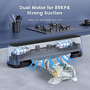 MoKo Vacuum Sealer Machine,85kpa Food Vacuum Sealer, Full Automatic Air Sealing System for Food Sealer, LED Touch Food Sealer with Dry and Moist Food Modes, Compact Design, 20Pcs Seal Bags Starter Kit