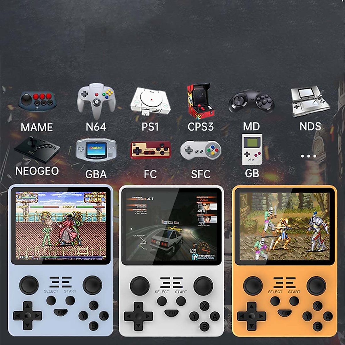 ZOSTER Powkiddy RGB20S Handheld Game Console Portable Retro Built in 10,000 Games 16G+32G 3.5 Inches IPS Screen Open Source System Arcade Game Console Toy Gift for Kids Adults