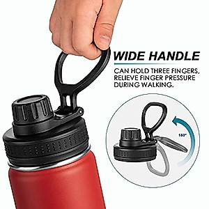 koodee Kids Water Bottle 16 oz Stainless Steel Vacuum Insulated Wide Flask with Leakproof Spout Lid (Canyon Red)