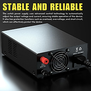 Switching Power Supply 13.8V 30A Peak Current for 110V AC Converter Power Supply 7.5V to 15.8V Adjustable with LCD Display for Powering HAM Radio