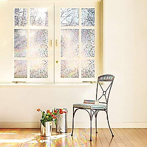 CottonColors Window Privacy Film Decorative Clings 3D Decals Static Stickers No-Adhesive Sliding Door Glass Films UV Blocking for Home, 17.7x78.7 Inch