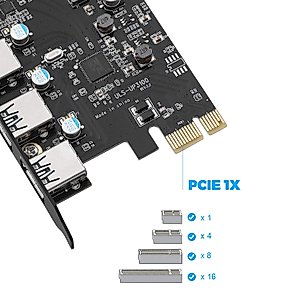 YEELIYA PCIe USB 3.0 Card 5Gbps Super Speed with Type C (1)& Type A(3) PCI Express x1 Internal USB Port Cards for Window 7/8/10 and MAC OS 10.8.2 Above