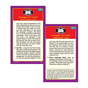 Super Duper Publications | Analogies Flash Cards | Opposites, Similarities, and Vocabulary Fun Deck | Educational Learning Materials for Children