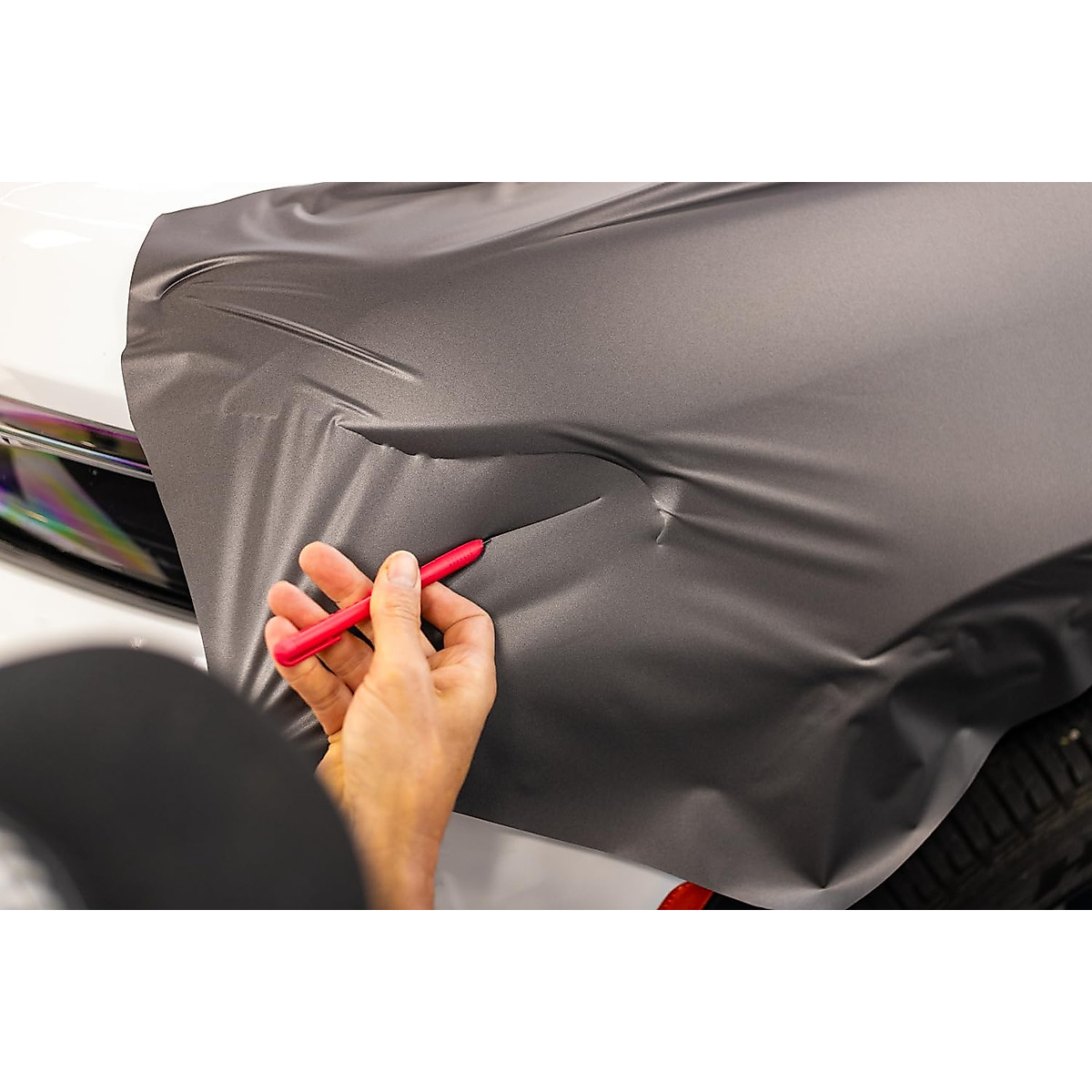 THE WRAP INSTITUTE - Design Lab Ninja Knife Vinyl Wrap/PPF Cutting Tool + 50-Pack of Design Lab Samurai/Ninja Knife Blades (Knife + Blades Combo Set) - Red