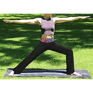 HDE Foldover Athletic Yoga Pants Gym Workout Leggings (Purple Paisley, Large)