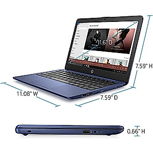 HP Stream 11 Laptop 11.6" Diagonal HD SVA Anti-Glare Display Intel Celeron N4000 Processor 4GB RAM 32GB eMMC USB-C Bluetooth Microsoft 365 for 1 Year Win10 Blue + HDMI Cable