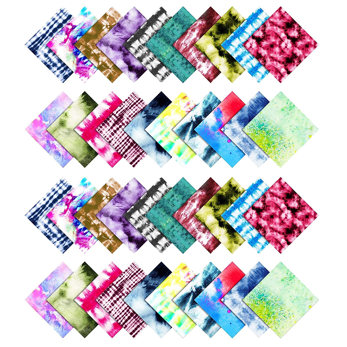 Soimoi 40Pcs Tie Dye Print Cotton Precut Fabrics for Quilting Craft Strips 2.5x42inches Jelly Roll - Multicolor