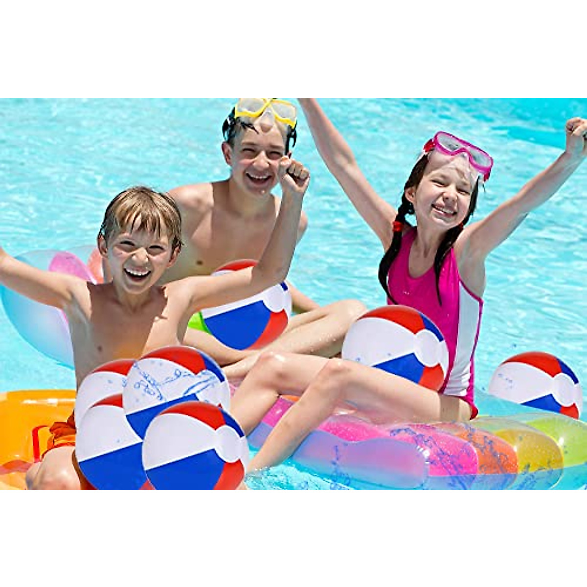 The Dreidel Company Inflatable Patriotic Beach Balls US Flag Design for Swimming Pool Party, Birthday, Summer Fun Toy, 12" Inch (6-Pack)