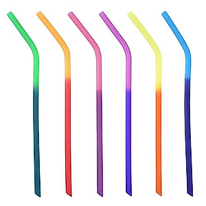 Norpro Silicone Color Changing Straws with 2 Cleaning Brushes, Set of 6