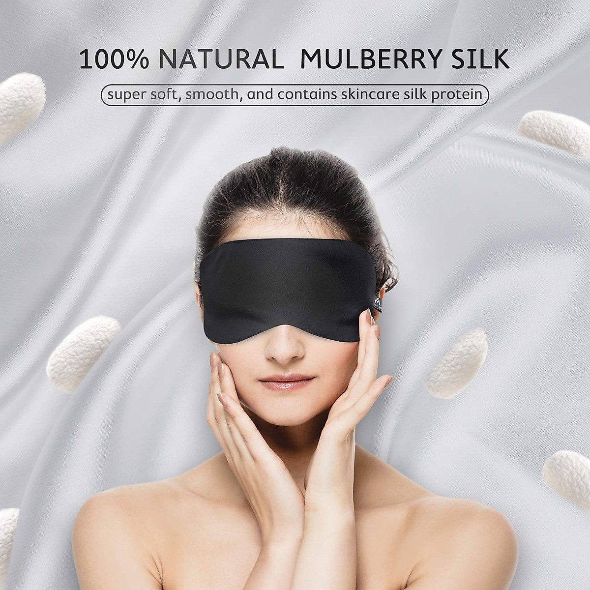 Mavogel Weighted Eye Mask for Sleeping - Weighted Sleep Mask with Removable Eye Pillow, Cooling Eye Mask for Men Women Black