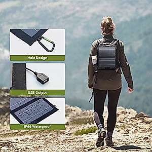 ALLPOWERS 10W Mini Portable Solar Panel with USB Port, IP66 Waterproof Foldable Solar Charger for Camping Hiking Compatible with iPhone iPad Samsung Earbuds etc