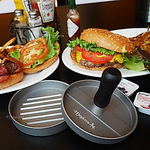 Meykers Burger Press 100 Patty Papers Set | Non-Stick Hamburger Press Patty Maker Mold with Free Wax Patty Paper Sheets | Meat Beef Cheese Veggie Burger Maker for Grill Griddle BBQ Barbecue | BPA Free