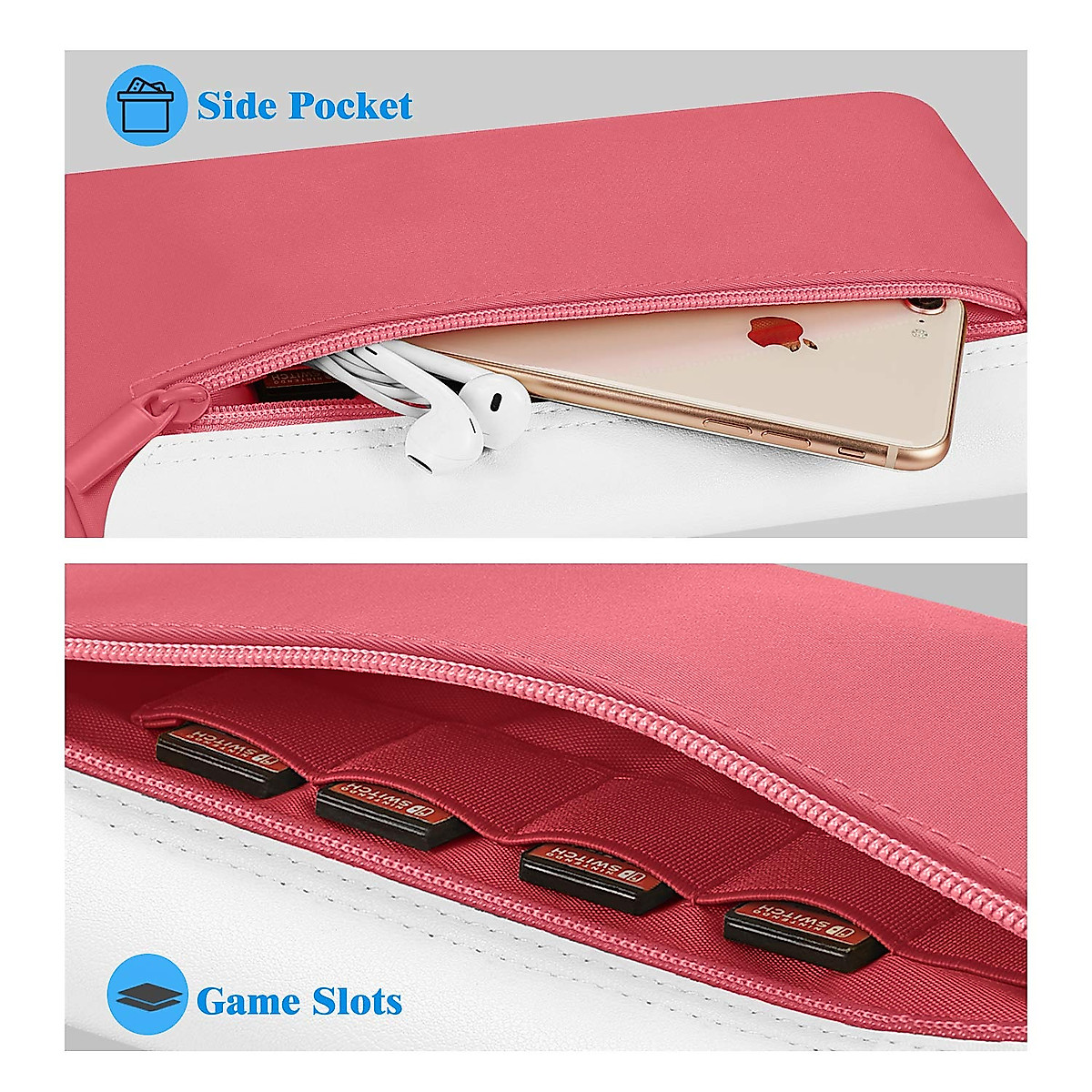 Fintie Carrying Case for Nintendo Switch Lite 2019 - Portable Travel Bag Protective Sleeve Pouch w/Side Pocket, Game Card Slots, Holding Strap for Nintendo Switch Lite and Accessories, Living Coral