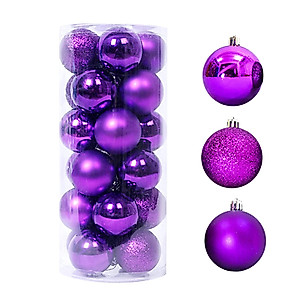 Youmymine 24PCS Christmas Xmas Tree Ball Festival Decoration Bauble Hanging Home Party Ornament Decor 30mm (Pink, One Size)