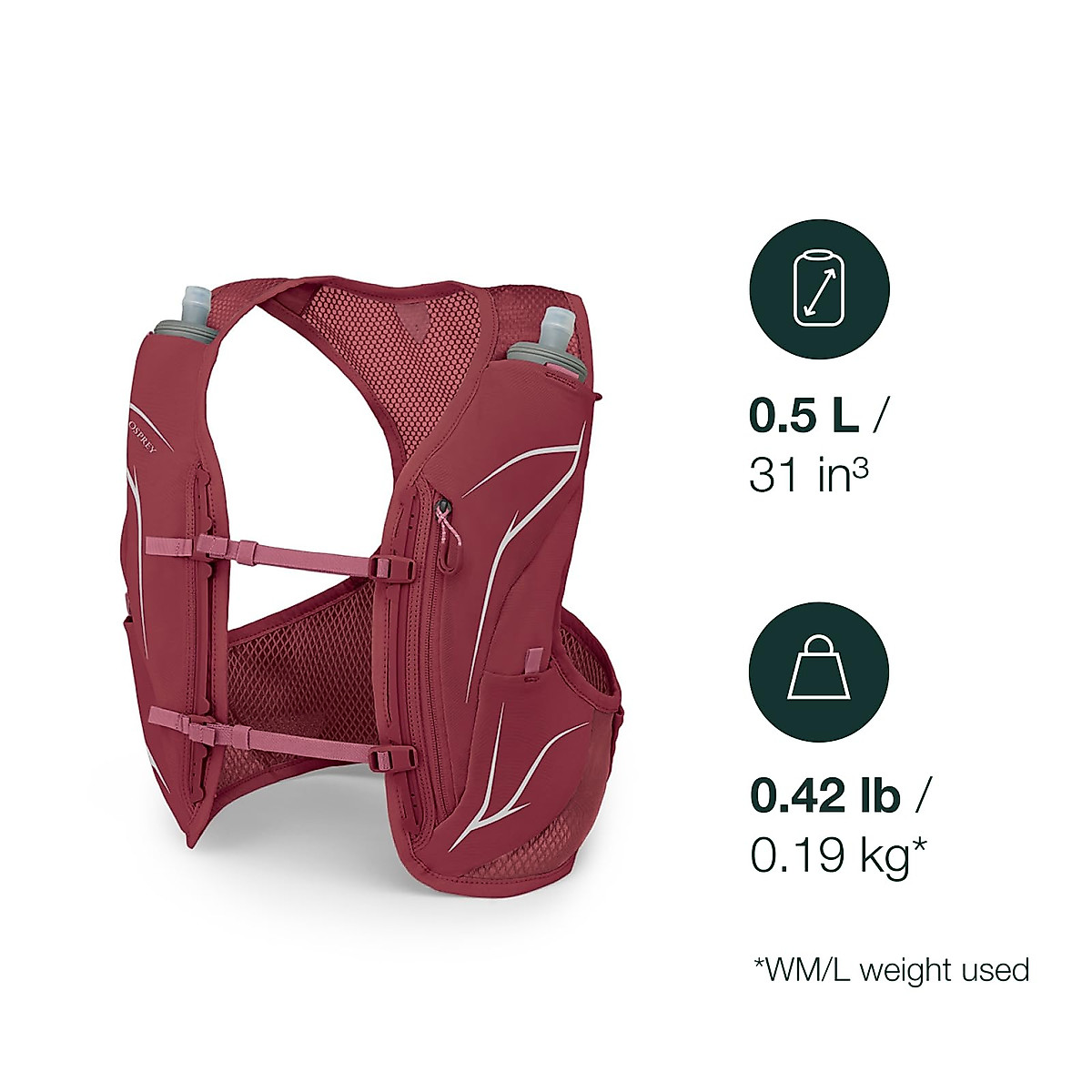 Osprey Dyna LT Women's Running Hydration Vest with Hydraulics Soft Flasks, Verdigris Green, Small