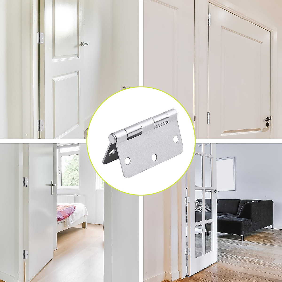 Door Hinge 3 1/2 Inch Interior Door Hinges Satin Nickel 3.5 Inch Interior Hinges 1/4" Radius Flat Iron Hinge 3 ½"x 3 ½" Door Hardware - 3 Pieces