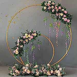 Round Wedding Arch with Bases, Metal Garden Arch, Heavy Duty Backdrop Stand Frame, Garden Decoration Rose Trellis Pergola, Great for Wedding Party Decoration,White,1m