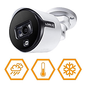 Lorex 5MP Super HD Weatherproof Indoor/Outdoor Add-On Analog Bullet Security Camera w/Warning Light and Remote-Triggered Sirens & Color Night Vision(Renewed)