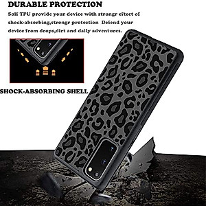 KANGHAR Case Compatible with Galaxy S20,Black Leopard Design,Tire Texture Non-Slip + Shockproof Rugged TPU Protective Case for Samsung Galaxy S20 6.2 Inch-Leopard Pattern