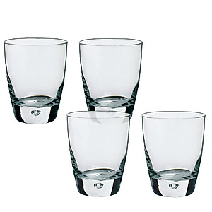 Bormioli Rocco Luna Set Of 4 Double Old Fashioned Glasses, 11.5 Oz. Clear Crystal Glassware, Dishwasher Safe, Made In Italy