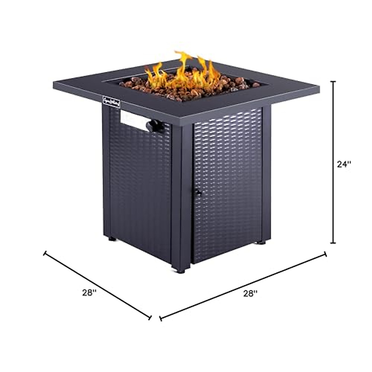 Legacy Heating 28in Propane Fire Pit Table, 50000BTU Outdoor Gas Fire Pit, 2 in 1 Firepit Table w/ Lid, Lava Rock, ETL Certified Steel Fire Table Add Warmth Ambience To Parties on Backyard, Black