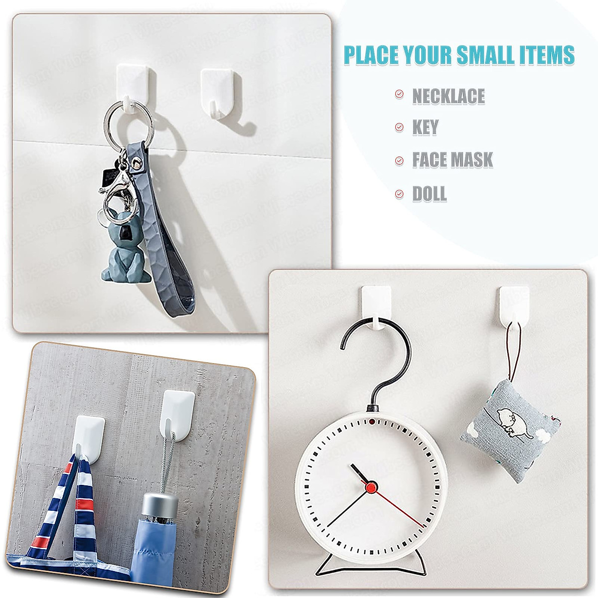 ORIJOYNA 2-Pack Mini Self Adhesive Hooks - Sticky Plastic Small Wall Hooks Heavy Duty Hanger - Hanging Keys, Necklace, Decoration for Bathroom, Living Room, Bedroom (18-Count,Max Load 0.44 LB)