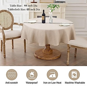 AUSSPVOCT Textured Linen 54 Inch Round Tablecloth Up to 36'' Tables, Waterproof Spill-Proof Fall Table Cloth Wrinkle Free Circle Dining Tablecover for Birthday Farmhouse Easter Holiday Party Decor