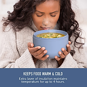 Bentgo Bowl - Insulated Leak-Resistant Bowl with Snack Compartment, Collapsible Utensils and Improved Easy-Grip Design for On-the-Go - Holds Soup, Rice, Cereal & More - BPA-Free, 21.2 oz (Slate)