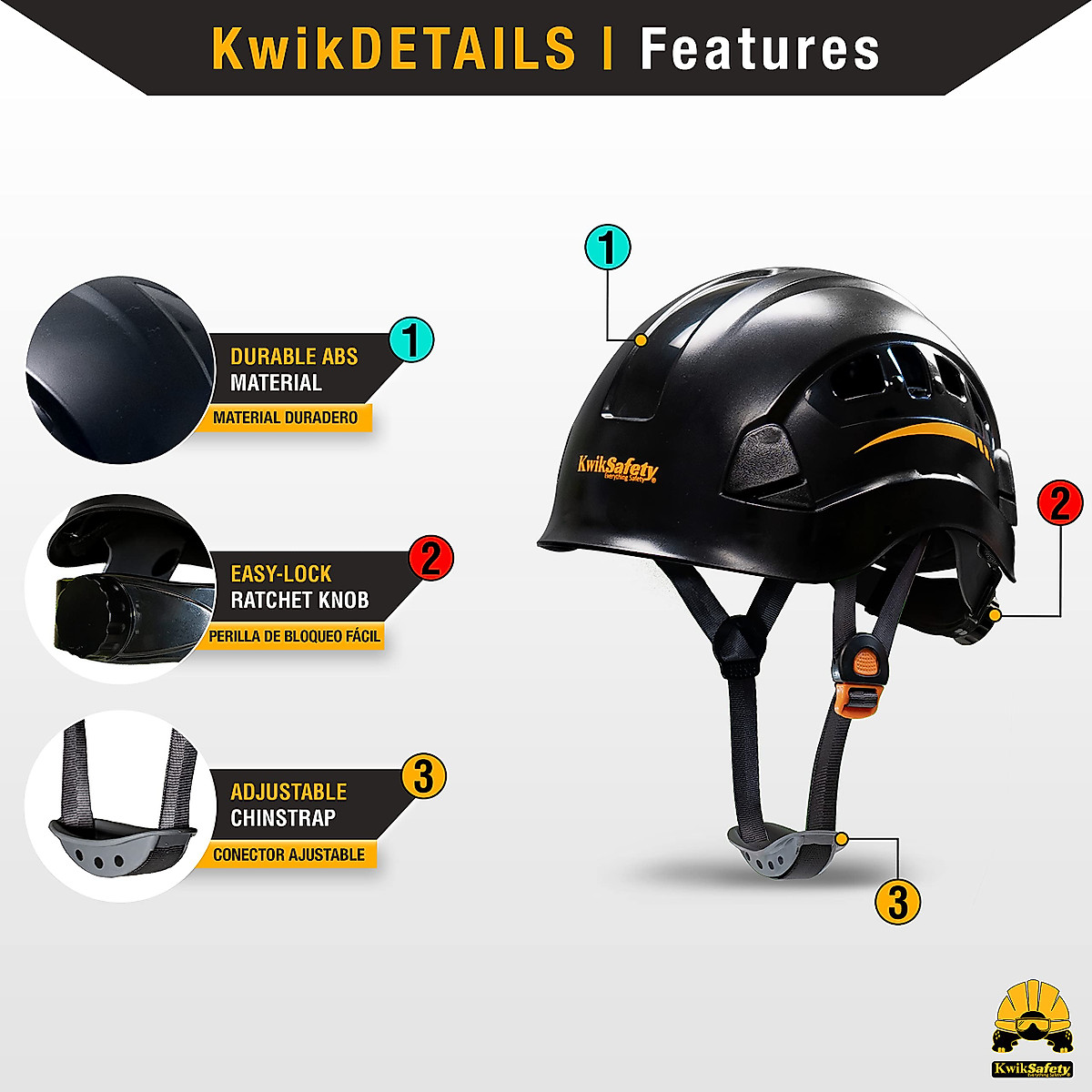 KwikSafety - Charlotte, NC - Armadillo Hard Hat [10 Cooling Vents] Type 1 Class C ANSI OSHA Hard Hats Comfortable 6 Point Suspension Safety Helmet Men Cushioned Sweatband Construction Men/Black