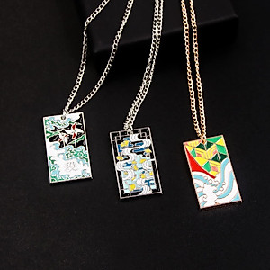 10Pcs Kimetsu No Yaiba Rengoku Mitsuri Necklace Set - Tanjiro Anime Hanafuda Pendant Chains - Halloween Costume Cosplay Gifts for Men Women and Fans (10 PCS Necklaces)