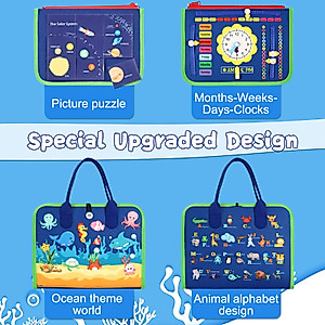 khlerox Busy Board Montessori Toy for Toddlers, Educational Learning Activity Sensory Board, Developing Sensory Toy for Fine Motor Skills, Travel Toy for Plane Car, Gift for Boys Girls