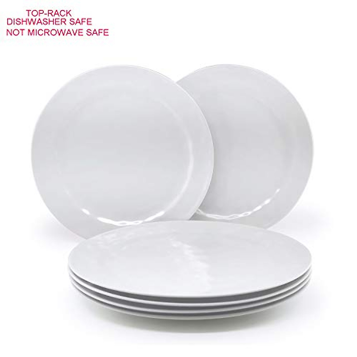 KX-WARE Melamine Plates set of 12, 10-inch 100% Melamine Dinner Plates for Everyday Use, Break-resistant and Lightweight, White Color