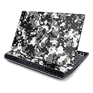 MightySkins Carbon Fiber Skin Compatible with Alienware Area-51M 17" (2019) - Black Modern Camo | Protective, Durable Textured Carbon Fiber Finish | Easy to Apply and Change Style | Made in The USA
