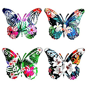 Ygreenparty 4 Pieces Metal Butterfly Wall Art Decor Colorful Butterfly Hanging Wall Sculpture Garden Wall Decor for Bedroom Living Room Office Indoor Outdoor Boho Decor
