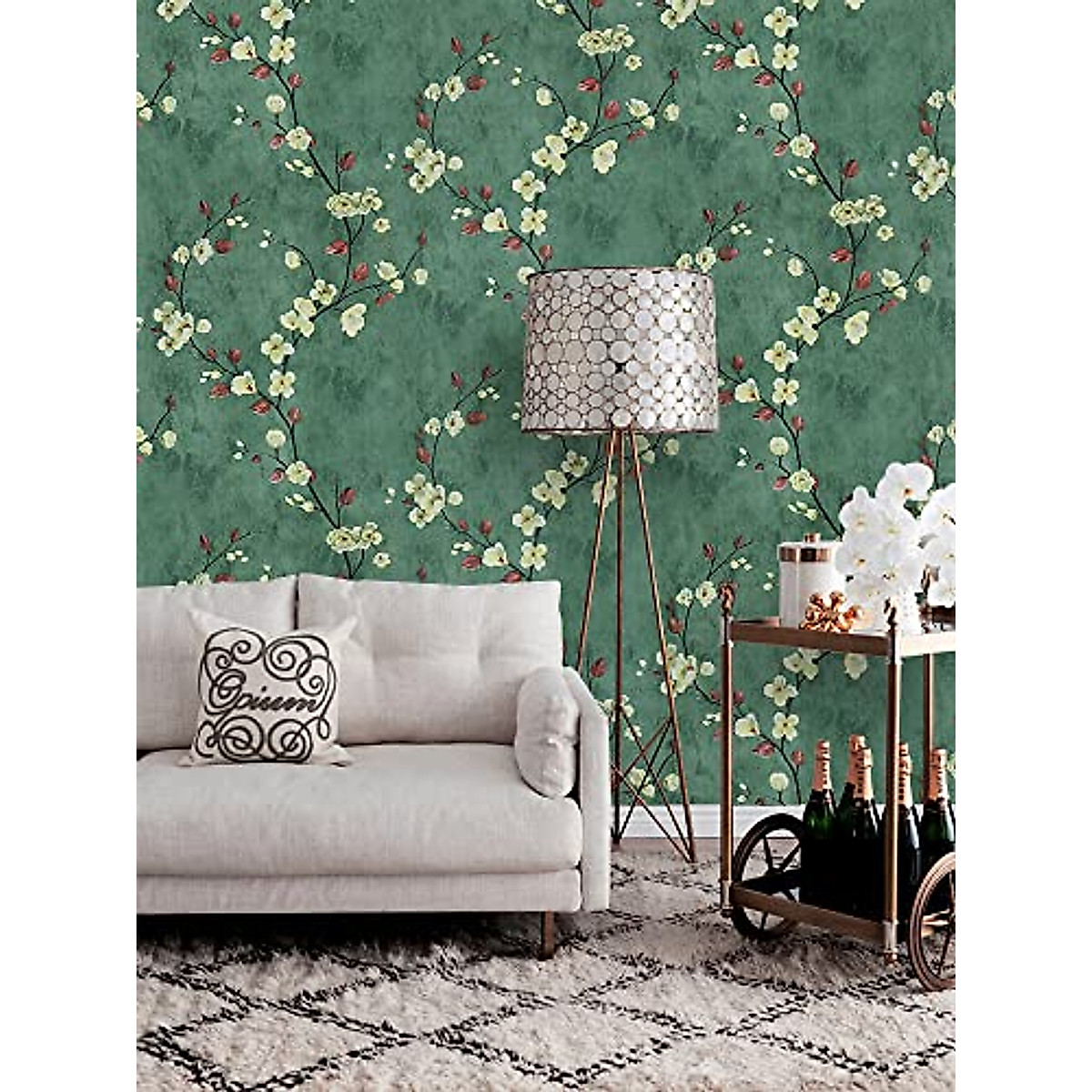 Peel and Stick Wallpaper Floral Contact Paper Floral Wallpaper Removable Wallpaper Waterproof Wallpaper Vinyl Roll for Wall Furniture Cabinet 118"x17.7"