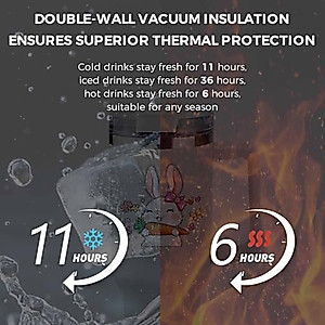 40 ounce insulated cup with handle, double-layer vacuum stainless steel material, equipped with straw, can keep warm or maintain cold drinks Easter Rabbit Carrot 1 wathet