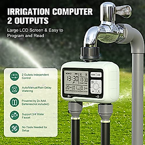 Yomile Sprinkler Timer, Programmable Water Timer with Rain Delay/Manual/Child Lock Automatic Irrigation System Hose Timer for Garden Faucet, Outdoor Irrigation Timer Controller for Lawn Yard, 2 Zones