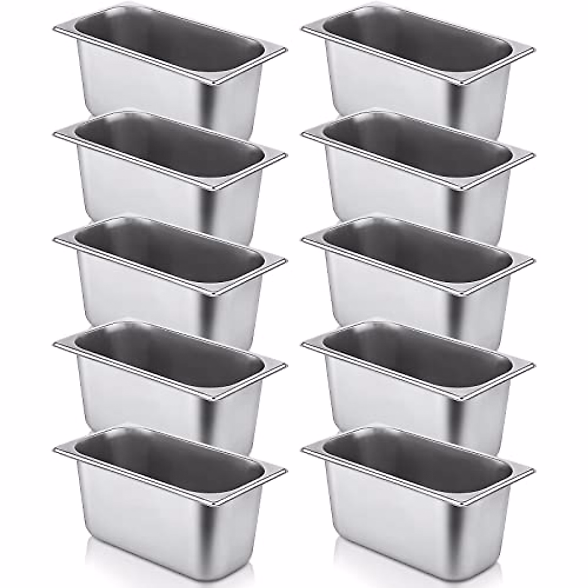 10 Pack Hotel Pans Stainless Steel Steam Table Water Pan 1/3 Size, 0.8 mm Thick Steam Pan Anti Warming Pans for Food Warmer Party Restaurant Catering Supplies, 12.8 x 6.9 Inch (6 Inch Deep)