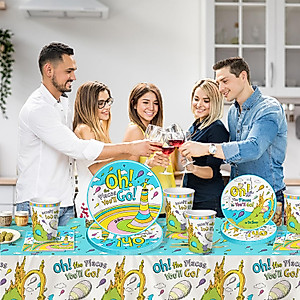 GPWXYYY 81Pcs Oh The Places You'll Go Decorations, Back to school Decorations Tableware Include 1 Tablecloth, 20 Napkins, 40 Plates, 20 Cups for Table Decor