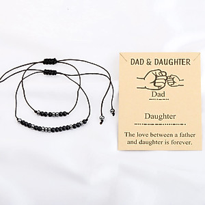 LQRI Dad and Daughter Matching Morse Code Bracelets Father Daughter Gift The Love Between A Father and Daughter Is Forever (Dad and Daughter)